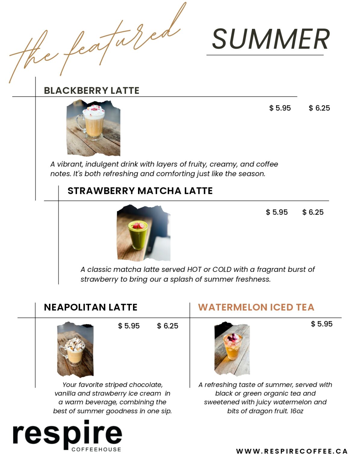 Our Menu - Respire Coffeehouse